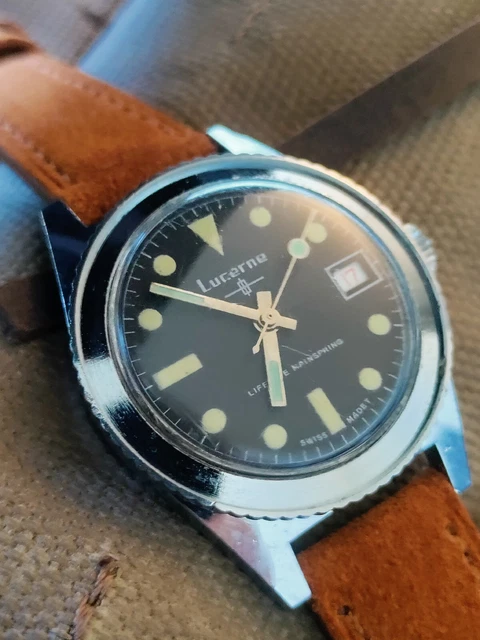 RARE LUCERNE BASIS Sicura Manual Submarine diver style watch 37mm EUR ...