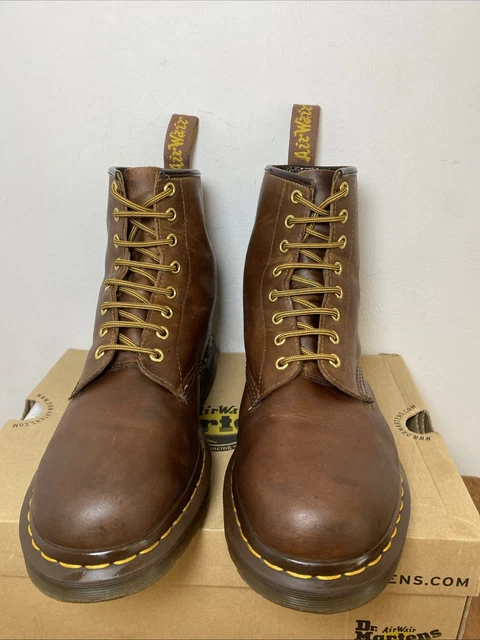 DR. MARTENS DOCS 1460 Dark Brown Crazy Horse Gaucho Leather Boots UK 8 ...