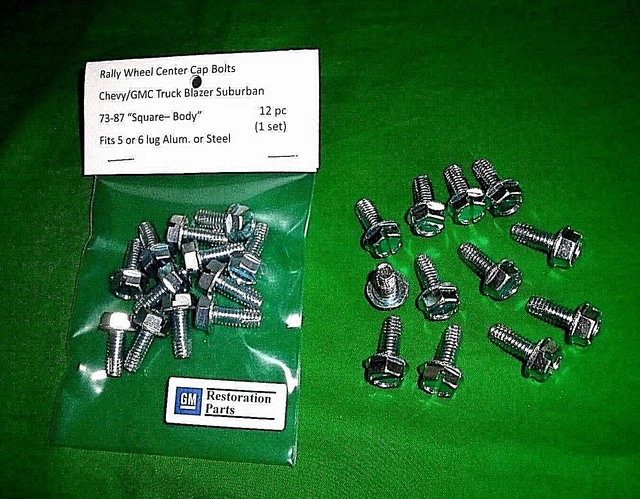 73-87 CHEVY TRUCK Rally Wheel Center Cap Bolts 12pc NEW Blazer Suburban ...