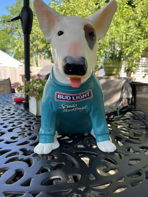 VINTAGE 1987 SPUDS MACKENZIE Bud Light Bar Light Dog Statue Works $80. ...