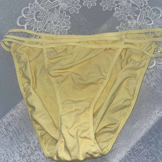 VTG PANTIES YELLOW String Bikini Sissy Cotton 10 3X Enchanted Triple ...