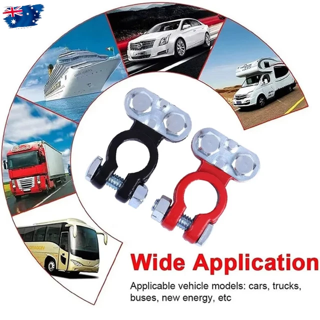 CAR BATTERY TERMINAL Connectors Positive Negative Clamps Van Caravan $7 ...
