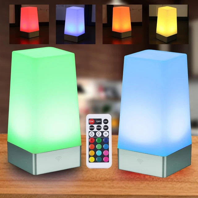 WRALWAYSLX 2PACK SQUARE Remote Control Night Light Bedside lamp Color ...