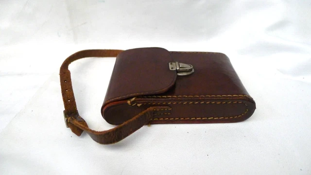 BROWN LEATHER KODAK Folding Pocket Camera Case & Strap 2.5 x 7.5 x 12 £ ...