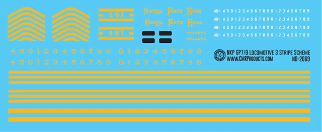 HO SCALE - Nickel Plate Road GP7/9 Locomotive Decals 3 Stripe Scheme ...
