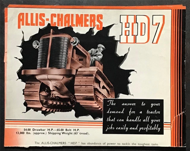 ALLIS CHALMERS HD7 CRAWLER TRACTOR Agricultural Sales Specification ...