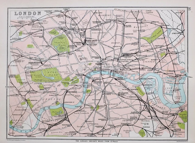 1894 MAP LONDON City Plan London Bridge Victoria Hyde Park Docks ...