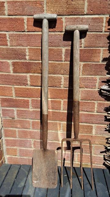 VINTAGE T HANDLED Garden Fork & Spade Set SPEARWELL (Elwell & jackson ...