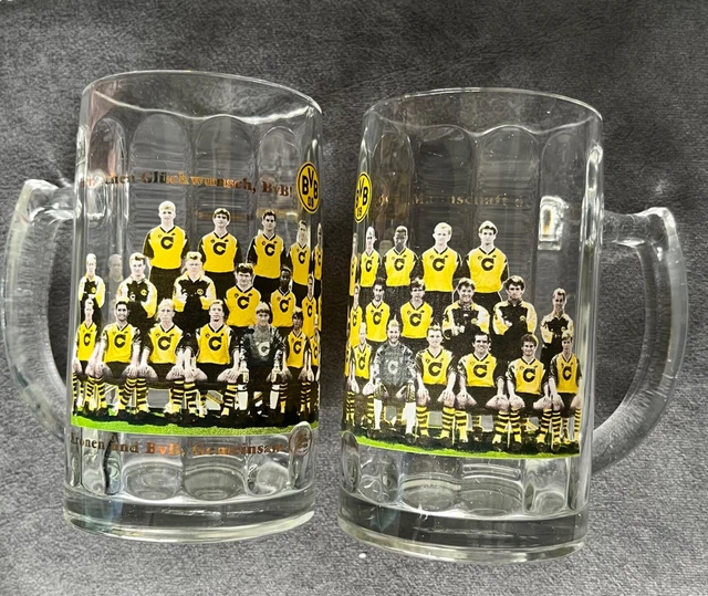 2 X BRINKHOFFS Bierglas BVB Borussia Dortmund 1995 Mannschaft des ...