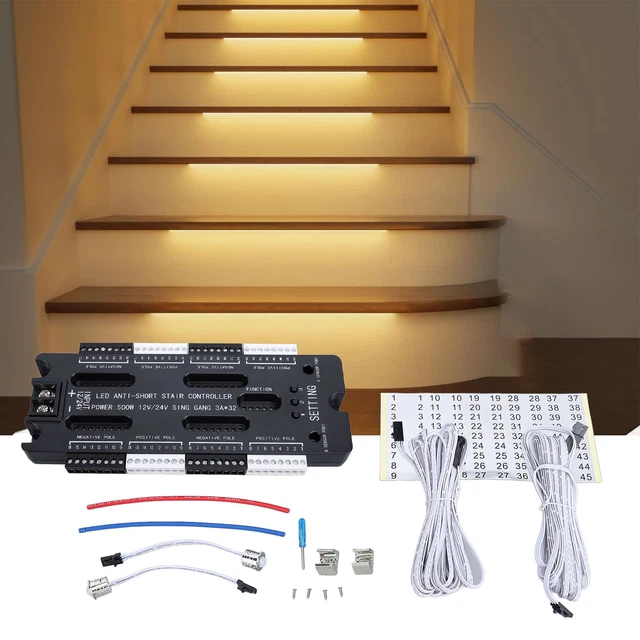 LED STAIR LIGHT Controller Motion Sensor 32 Channel Short Circuit Guard ...