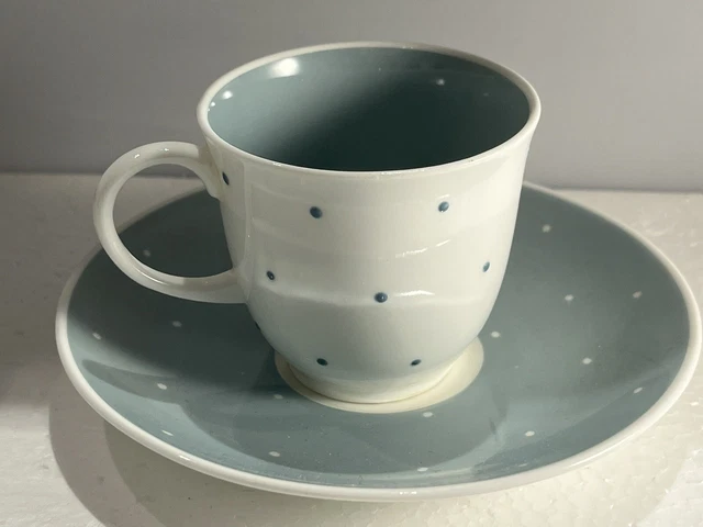 6 AVAILABLE SUSIE Cooper Raised Spot teal green cups and saucers bone ...