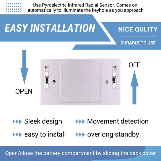 4 LED AUTO PIR Infrared Door Keyhole Motion Sensor Light Lamp Z5P59251 ...