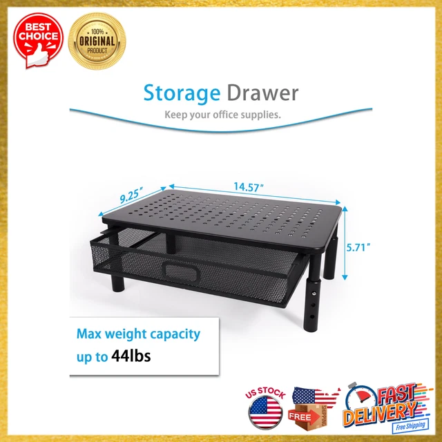 MONITOR STAND RISER with Metal Mesh Drawer, 3 Height Adjustable, AOKESI ...