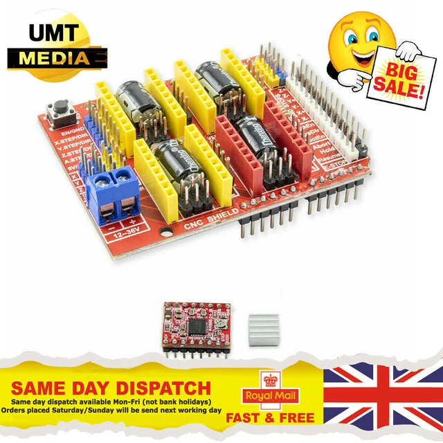 CNC SHIELD V3 - A4988 Stepper Motor Driver Expansion Board for RepRap 3D Printer EUR 16,14 ...