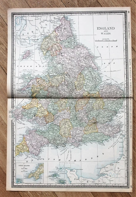 1898 ENGLAND WALES Map London Bristol Channel County Devon RARE ...