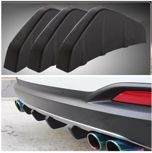 REAR BUMPER LIP Diffuser Shark Fin Car Back Splitter Universal Black ...