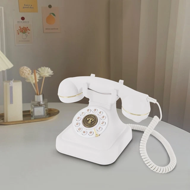 VINTAGE WHITE ROTARY Telephone - Retro Corded Landline Phone with ...