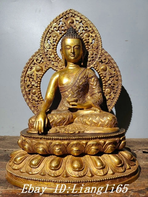 20& TIBET BRONZE Gilt Buddhismus Sakyamuni Shakyamuni Amitabha Buddha Statue EUR 750,00 ...