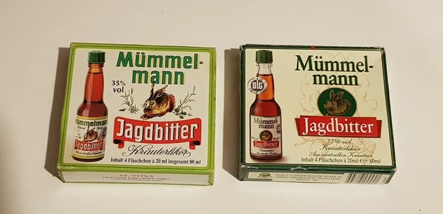 ÄLTERE ORIGINAL MÜMMELMANN Jagdbitter Miniaturflaschen 2x 4 Fl 35 % vol ...