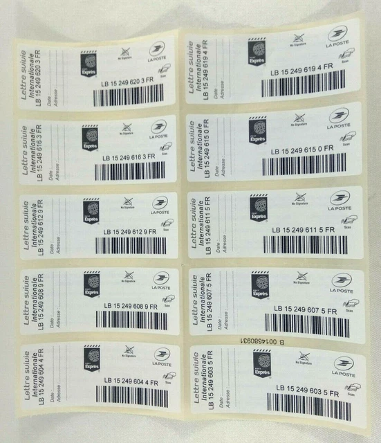 FRANCE 25 STICKERS suivi la poste pour l'international neuf sans les ...