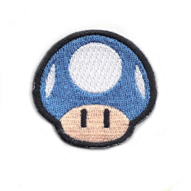 NINTENDO SUPER MARIO Monde Bleu Mini Champignon Logo Brodé Patch à ...