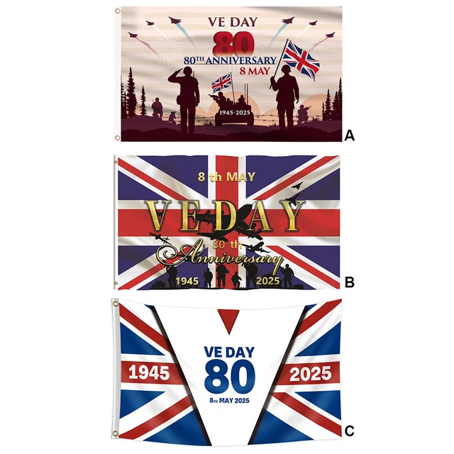 2025 VE DAY 80th Anniversary Flags with Brass Grommets VE Day Flag for ...