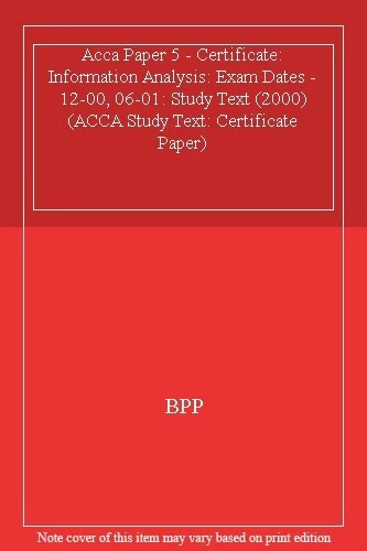 ACCA PAPER 5 - Certificate: Information Analysis: Exam Dates - 12-00 ...