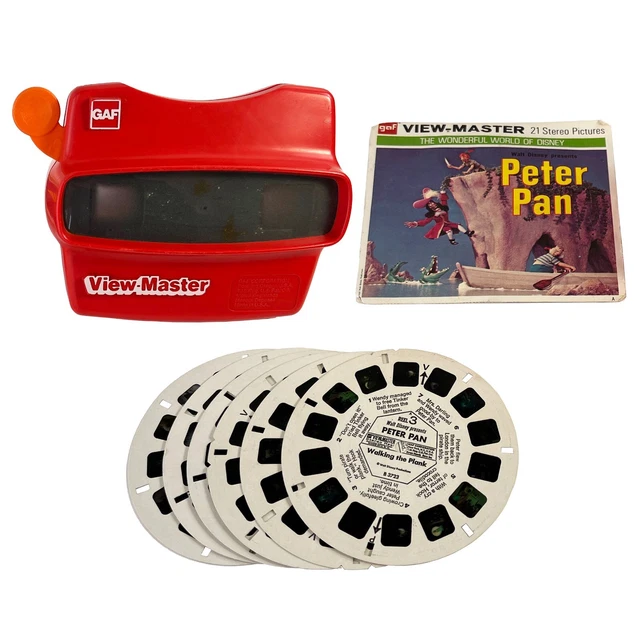 VINTAGE RED GAF View-Master Slide Viewer 6 Reels, Peter Pan Strange ...