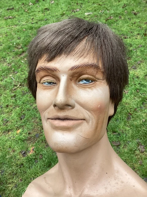 VINTAGE GERMAN BRITISH Male Soldier Mannequin Head ww1 ww2 helmet model ...