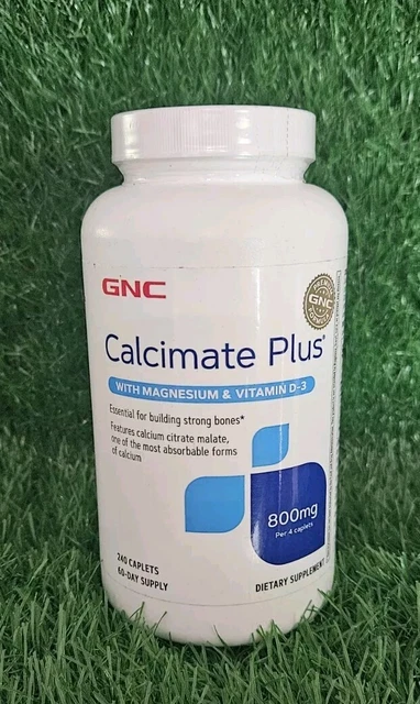 GNC CALCIMATE PLUS® Magnesium & Vitamin D-3 800mg - 240 Caplets, EXP 04 ...