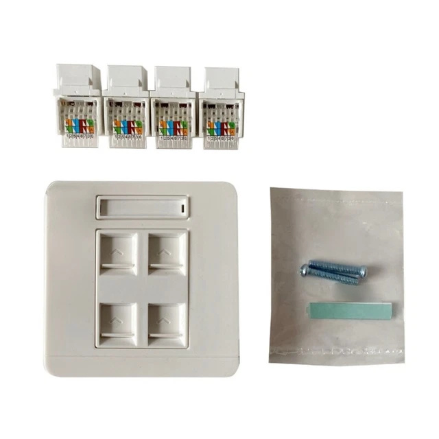 86X86MM GIGABIT 4-PORT Cat6 Rj45 Wall Plug LAN Internet Plug Toolless ...
