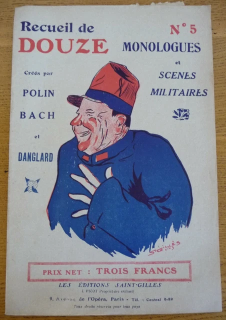 (HUMOUR) RECUEIL DE DOUZE MONOLOGUES et SCENES MILITAIRES EUR 7,50 ...