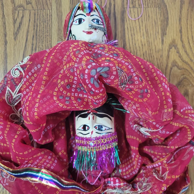INDIAN RAJASTHANI KATHPUTLI Woman/Man Reversible Double Puppet Doll ...