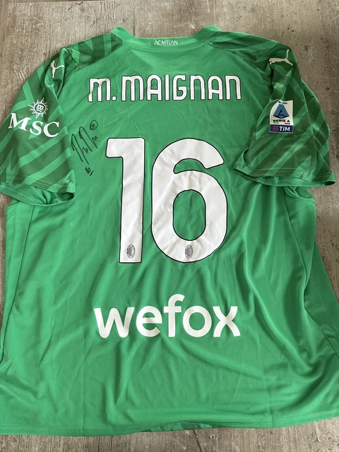 MAGLIA MILAN PORTIERE 2023/2024 Maignan 16 Signed No Match Worn/Issued ...