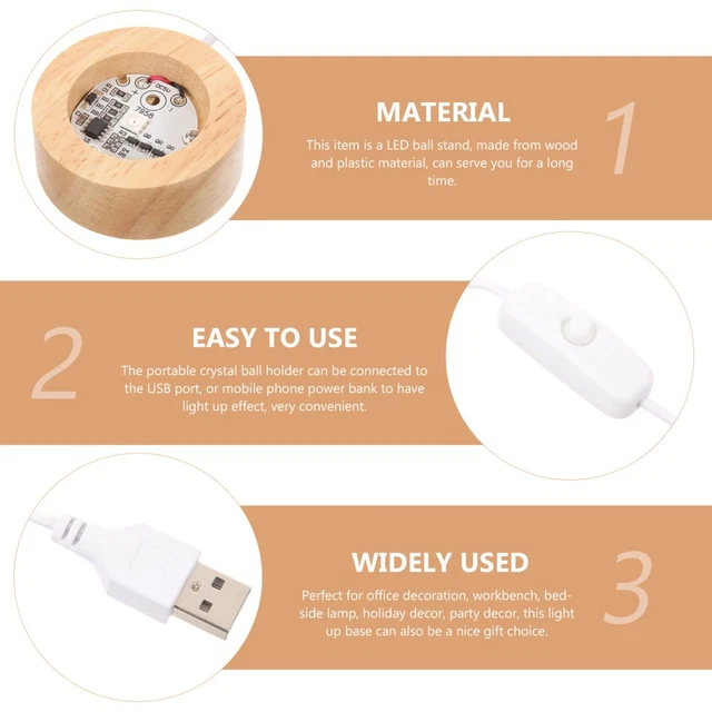 WOODEN LIGHT BASE Small Wooden LED Display Stand Round Lighted for DIY ...