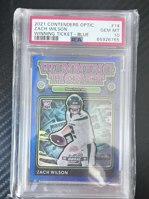 ZACH WILSON 2021 Contenders Optic Winning Ticket Blue /99 RC #WT14 Jets ...