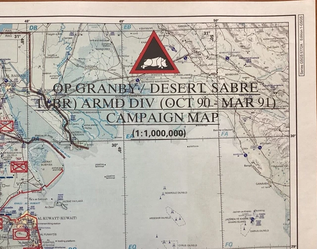 ORIGINAL 1991 BRITISH ARMY MAP: OP GRANBY/DESERT SABRE CAMPAIGN MAP ...