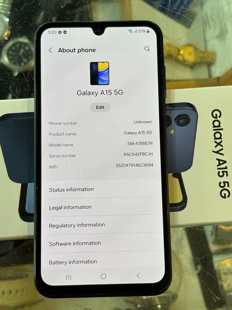 SAMSUNG GALAXY A15 5G 128GB (4GB RAM) SM-A156E/N Blue Black In Box ...