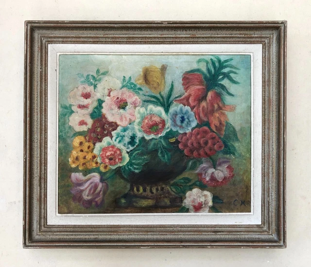 TABLEAU ANCIEN, BOUQUET De Fleurs, Huile Sur Toile Monogrammée, Début XXe EUR 80,00 - PicClick FR