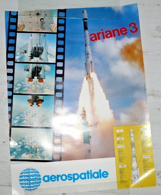 AEROSPATIALE ARIANE 3 Affiche Vers 1990 80X60 Cm EUR 10,00 - PicClick FR