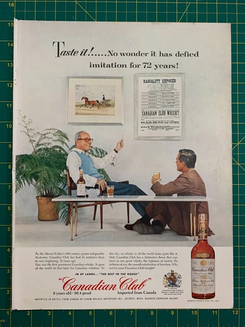 1957 VINTAGE CANADIAN Club Blended Canadian Whiskey 72 Years Detroit ...