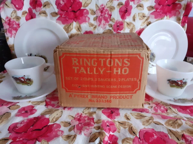 VINTAGE PYREX RINGTONS Tally Ho Trio X 3, Original Box And Label, Jaj ...
