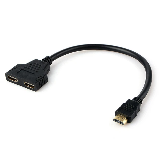 HDMI SPLITTER CABLE Male to Dual HDMI 2 Female Y Splitter Adapter in ...