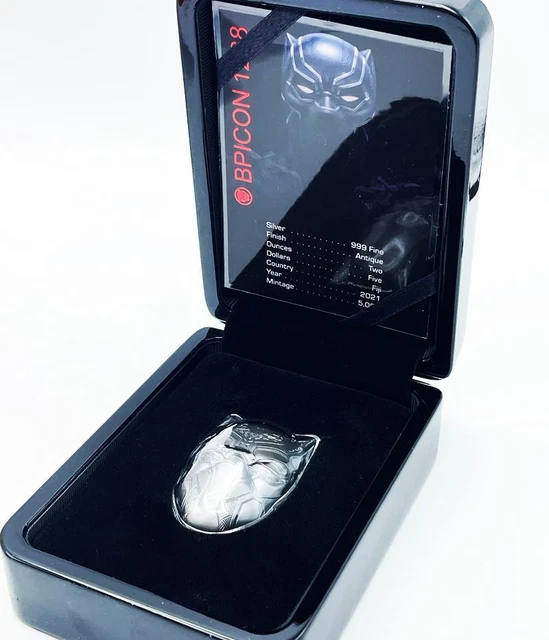 BLACK PANTHER 2OZ SILVER COIN FIJI 1921 MARVEL COMICS 5 DOLLARS £325.00 ...