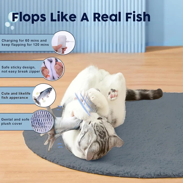 UPGRADED CAT TOYS Flopping Fish, Flopping Fish Dog Exercise Toy ...