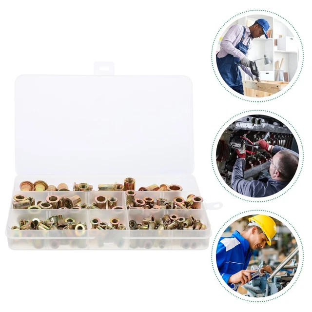 165 PCS ZINCO E Leghe Di Dado Per Rivetti Testa Piatta Rivettare Dadi ...