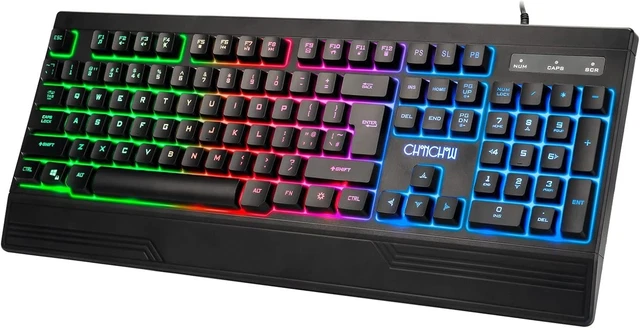 LARGE PRINT LETTERS Computer Keyboard LED Lighted White Backlit Full ...