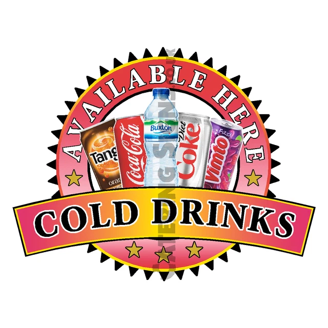 COLD DRINKS SOLD Here Sticker - Catering Sign Window Cafe Restaurant ...