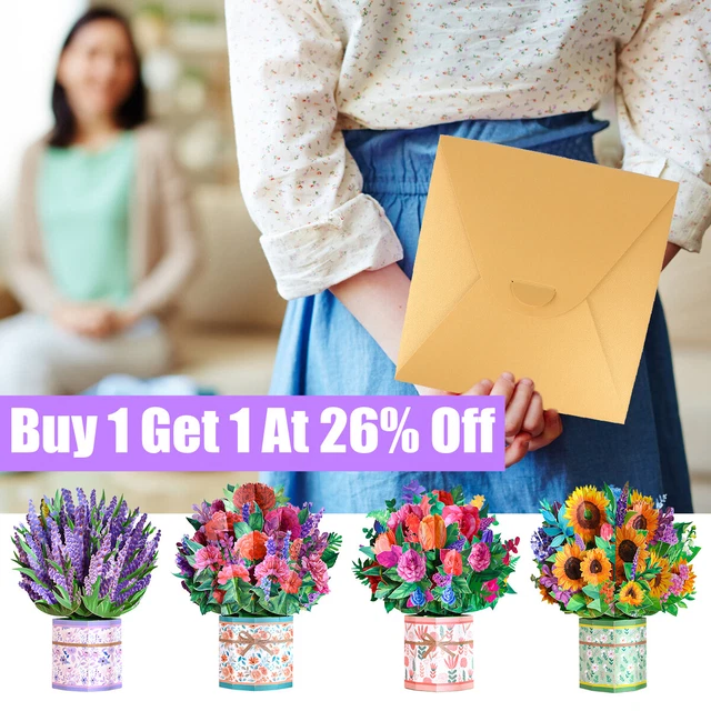 POP UP FLOWER Bouquet Paper Craft Greeting Cards Greeting Birthday ...
