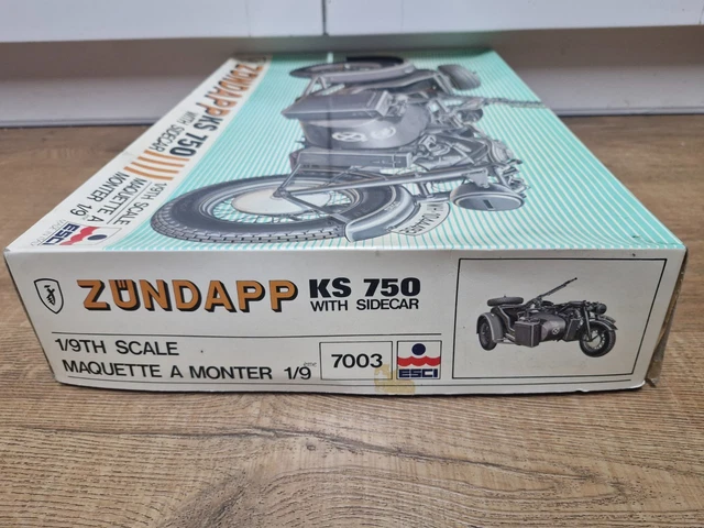 VINTAGE ESCI 7003 1/9 Zundapp KS750 with Sidecar Motorcycle Kit parts ...